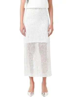 GREY LAB Grey Lab Sequin Maxi Skirt White