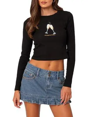 EDIKTED EDIKTED Champagne Problems Long Sleeve Crop Top