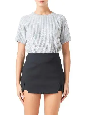 Endless Rose Sequin Ribbed Knit Sweater - Silver
