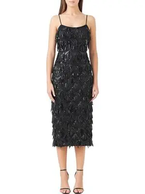 Endless Rose Diagonal Sequin Dress - Black