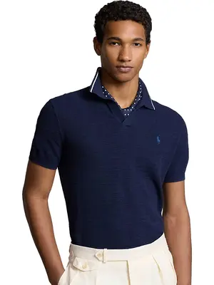 Ralph Lauren Textured Cotton-Linen Short-Sleeve Sweater Bright Navy