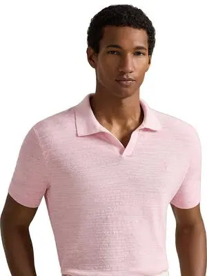 Ralph Lauren Cotton-linen Short-sleeve Sweater - Carmel Pink/white