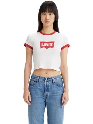LEVI'S Graphic Logo Ringer Cropped T-shirt - Cloud Dancer