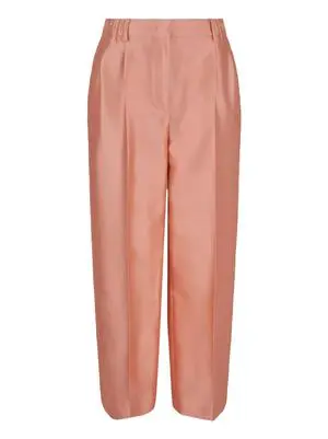Giorgio Armani High-waisted Cropped Silk Trousers - Orange