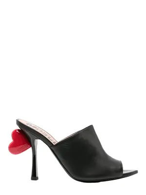 Moschino 100mm Heart-detail Leather Mules - Black
