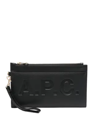 A.p.c. Logo Debossed Wristlet - Black