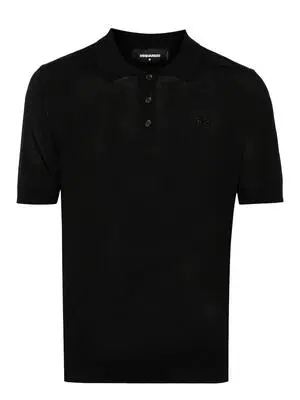 Dsquared2 Embroidered-logo Ribbed Polo Shirt - Black