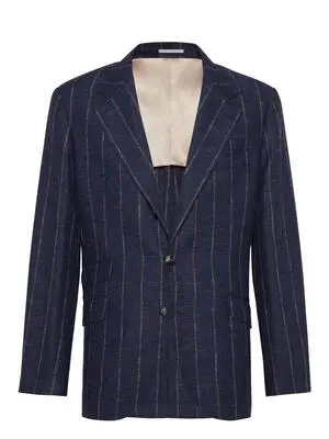 Brunello Cucinelli Striped Single-breasted Blazer - Blue