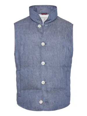 Brunello Cucinelli Padded Linen Gilet - Blue