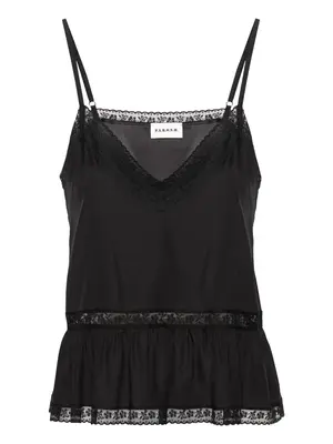 P.a.r.o.s.h Lace-trim Silk Tank Top - Black