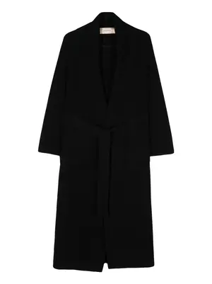 GENTRYPORTOFINO Belted Cashmere Coat - Black