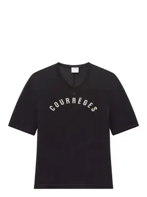 COURREGES Logo-print Mesh T-shirt - Black