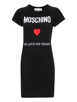 Moschino Logo-embroidered T-shirt Dress - Black