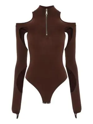 ANDREĀDAMO Cut-Out Bodysuit Brown
