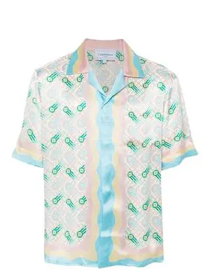 Casablanca Ping Pong Silk Shirt Blue