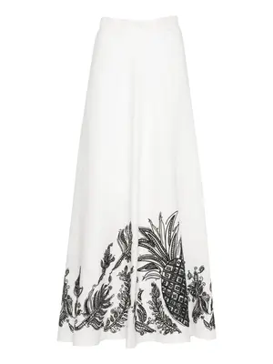 DOROTHEE SCHUMACHER Dorothee Schumacher Pineapple-Embroidery A-Line Linen Skirt