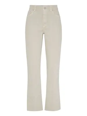 Brunello Cucinelli Stretch-cotton Kick-flare Trousers - Neutrals