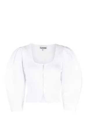 GANNI Organic Cotton Poplin Blouse - White