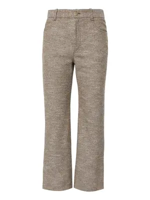 Chloé Flared Tweed Cropped Trousers - Yellow