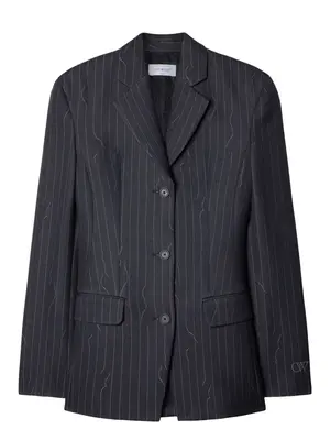 Off-White Pinstripe Virgin Wool-blend Blazer - Grey