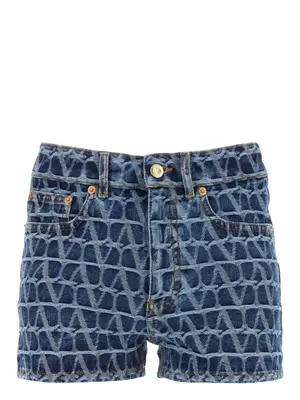 Valentino Garavani Toile Iconographe Denim Shorts - Blue