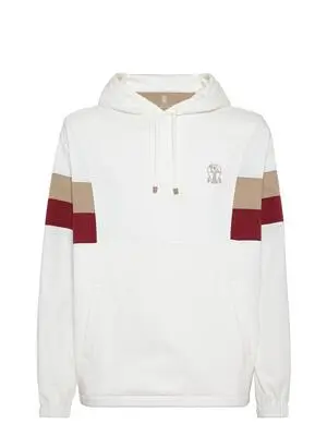 Brunello Cucinelli Panelled Logo-print Hoodie - White