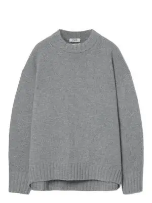Cos Chunky Pure Cashmere Crew-Neck Sweater Gray