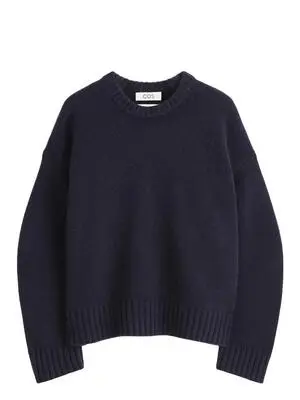 Cos Chunky Pure Cashmere Crew-Neck Sweater Navy