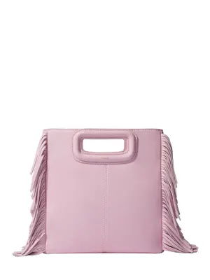 Maje M Smooth Leather M Bag With Fringing Pale Pink
