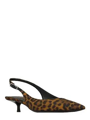 Saint Laurent Cherish Leopard Grosgrain Slingback Pumps - Manto Naturale Leopard Grosgrain