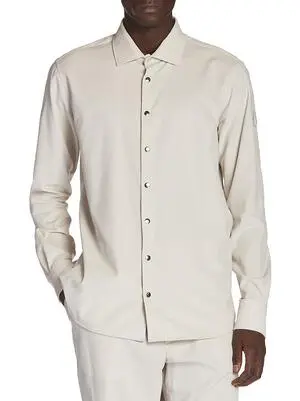 Moncler Cotton Regular Fit Button Down Shirt - Stone