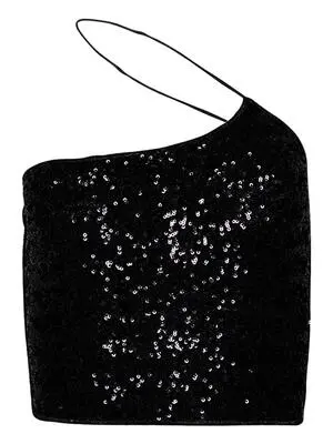 OSÃ©REE Sequined One-shoulder Top - Black