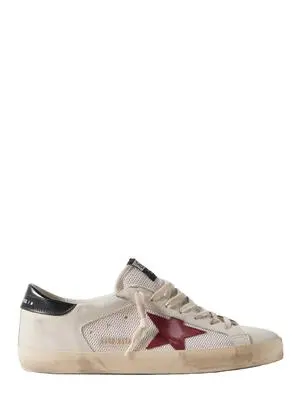 GOLDEN GOOSE Superstar Distressed Leather And Mesh Sneakers - Neutrals
