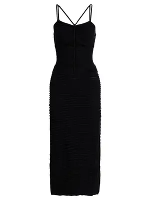 Altuzarra Cutout Pleated Stretch-knit Midi Dress - Black