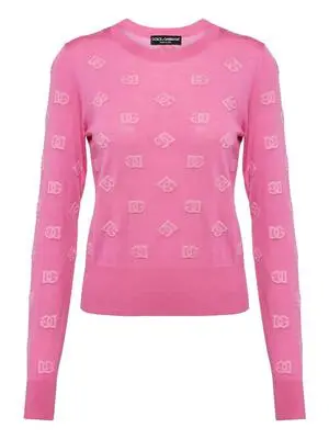 Dolce & Gabbana Wool And Silk Jacquard Sweater - Pink
