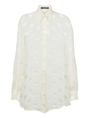 Dolce & Gabbana Burnout Sheer Silk Shirt - White