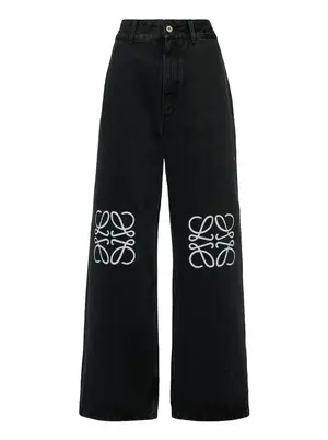 Loewe Anagram High-rise Wide-leg Jeans - Black