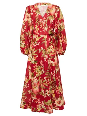 Zimmermann Lexi Floral Linen Wrap Dress - Multicoloured