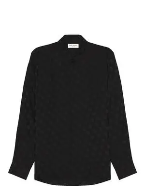 Saint Laurent Chemise Col Yves In Black - Noir