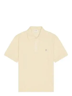 Saint Laurent New Polo In Cream - Jaune & Bleu