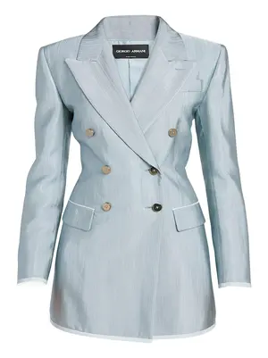 Giorgio Armani Textured Double-breasted Blazer - Sage