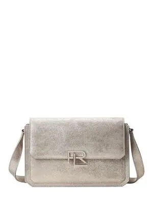Ralph Lauren Rl 888 Metallic Leather Crossbody Bag - Silver