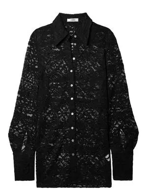 INTERIOR The Emma Corded Lace Shirt - Black