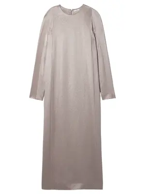 FFORME FFORME Iris Metallic Cloqué Maxi Dress Neutrals