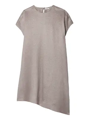 FFORME Angee Asymmetric Metallic Cloqué Mimi Dress - Neutrals