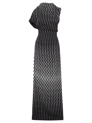Tove June Asymmetric Printed Maxi Dress - Black
