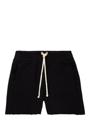 LES TIEN Straight-leg Cotton-jersey Drawstring Shorts - Black