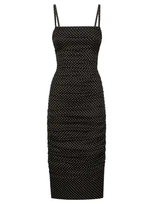 Dolce & Gabbana Polka Dot-print Midi Dress - Black