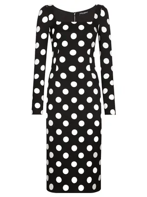 Dolce & Gabbana Polka Dot-print Midi Dress - Black