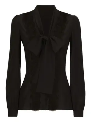 Dolce & Gabbana Bow-detailed Satin Shirt - Black